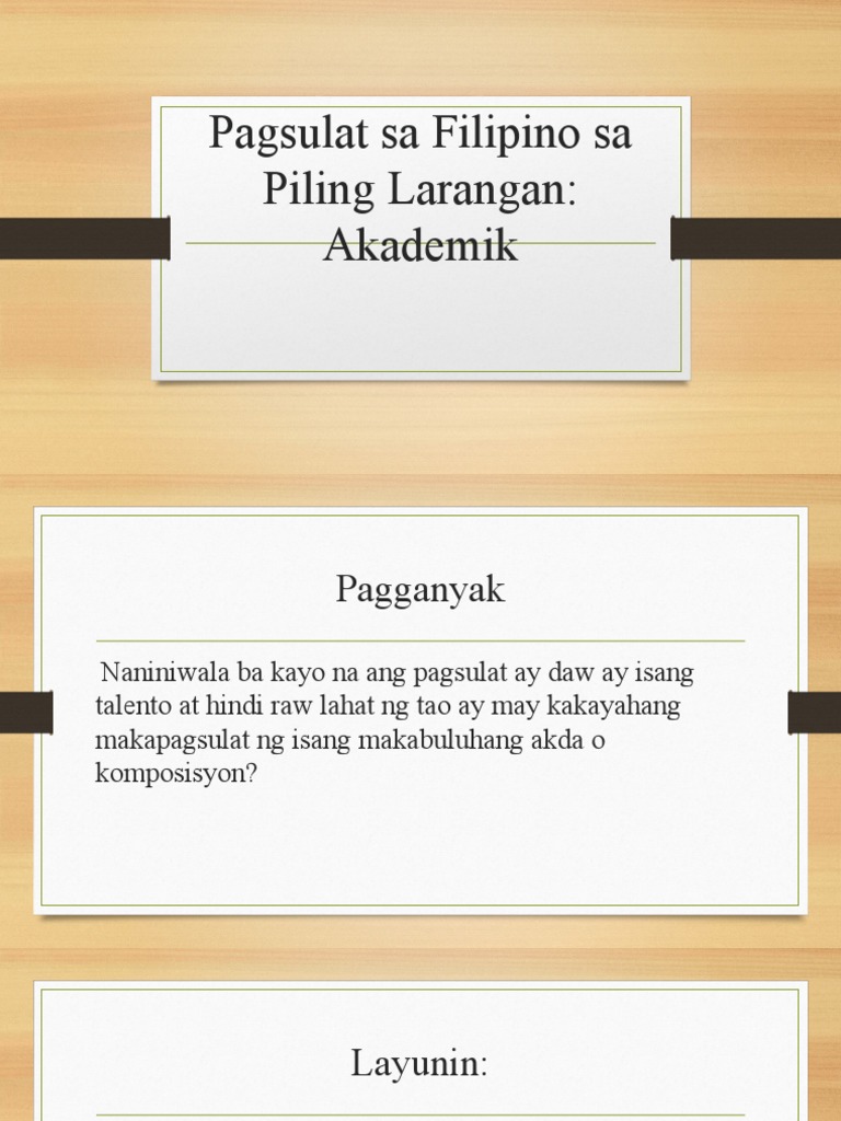 Pagsulat Sa Filipino Sa Piling Larangan: Akademik | PDF