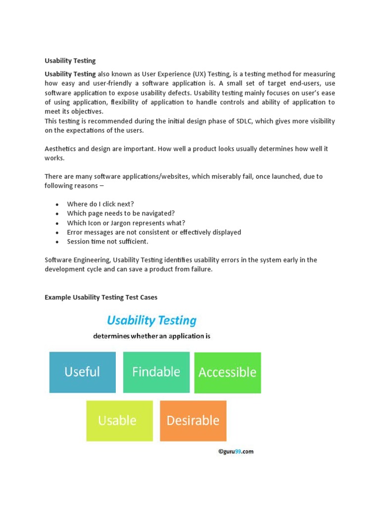 Chapter 4 Usability Testing Pdf Usability Software Testing