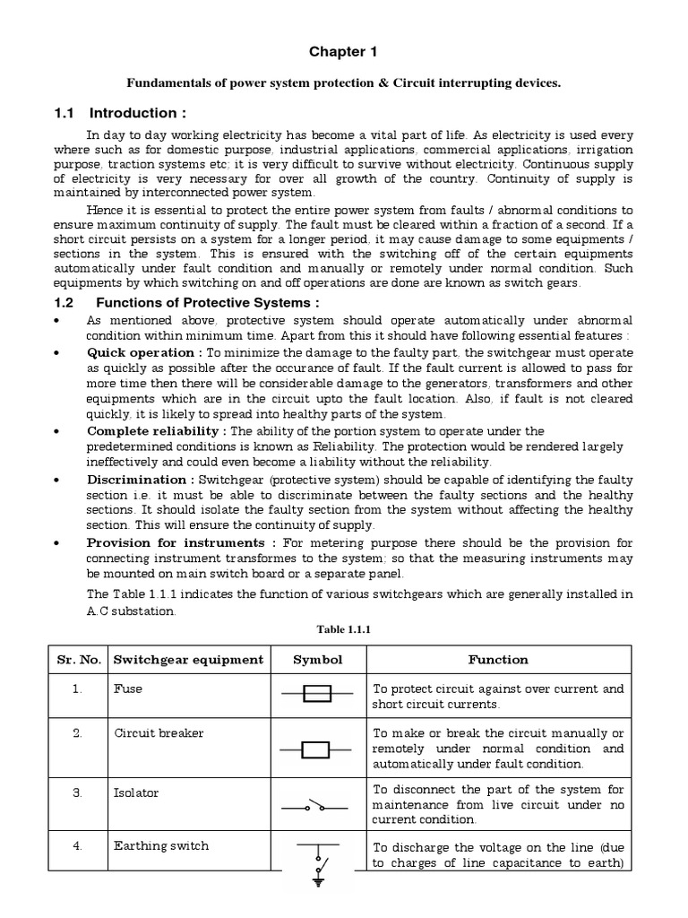 Fundamentals of Power System Protection & Circuit Interrupting Devices ...