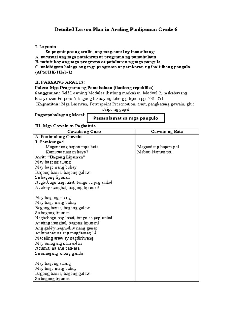 Detailed Lesson Plan in Araling Panlipunan Grade 6 | PDF