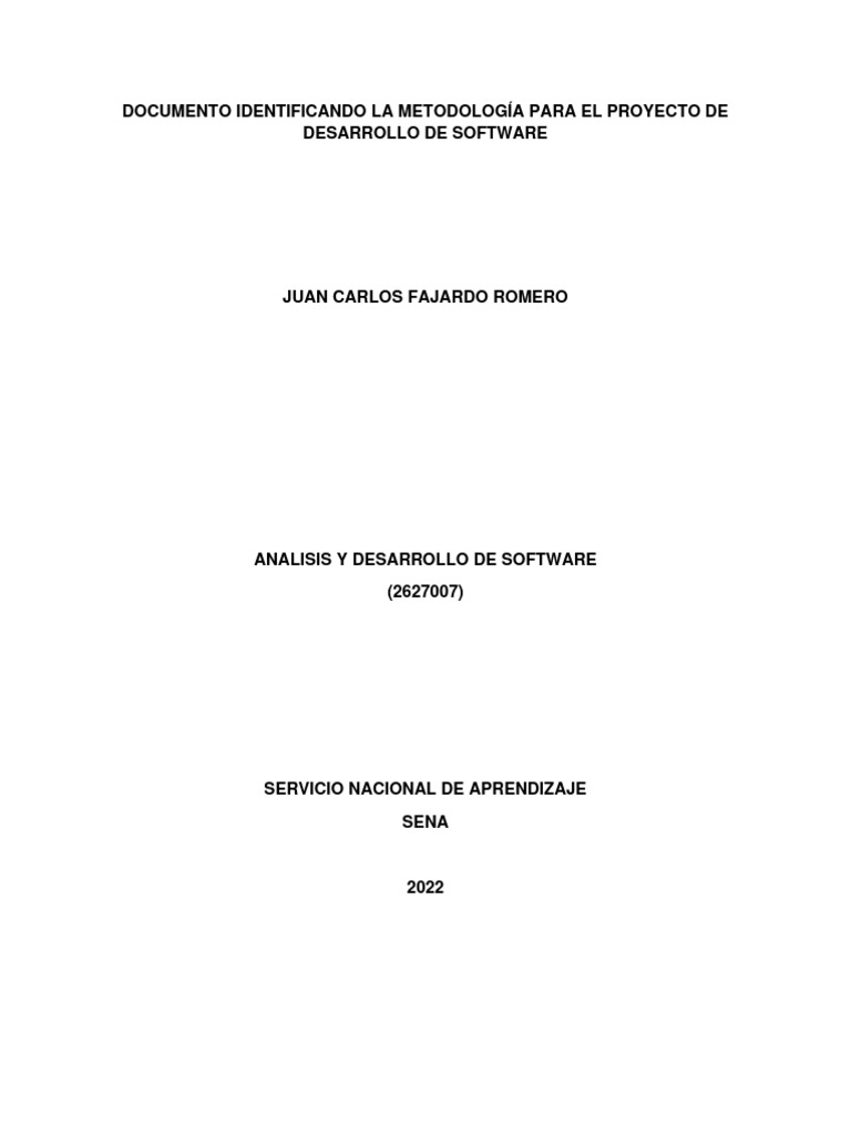 Documento Identificando La Metodología para El Proyecto de Desarrollo de Software | PDF | Scrum ...