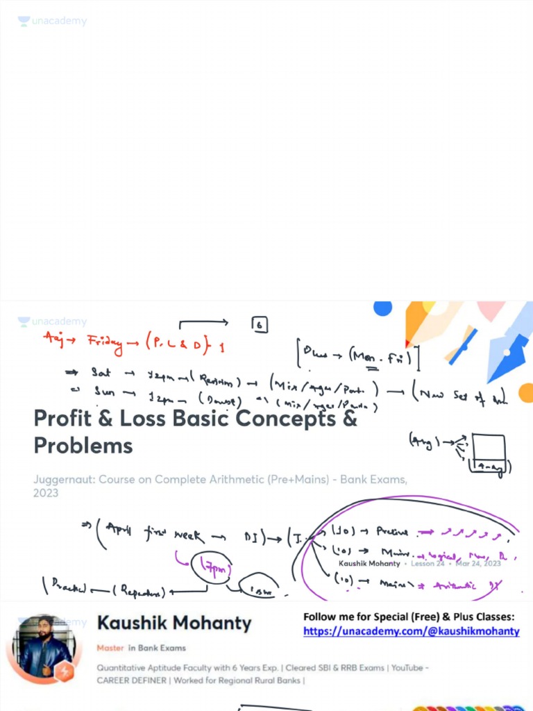 Profit Loss Basic Concepts Problems With Anno | PDF