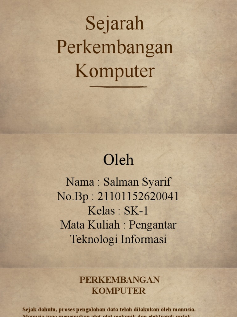 Sejarah Dan Perkembangan Komputer | PDF