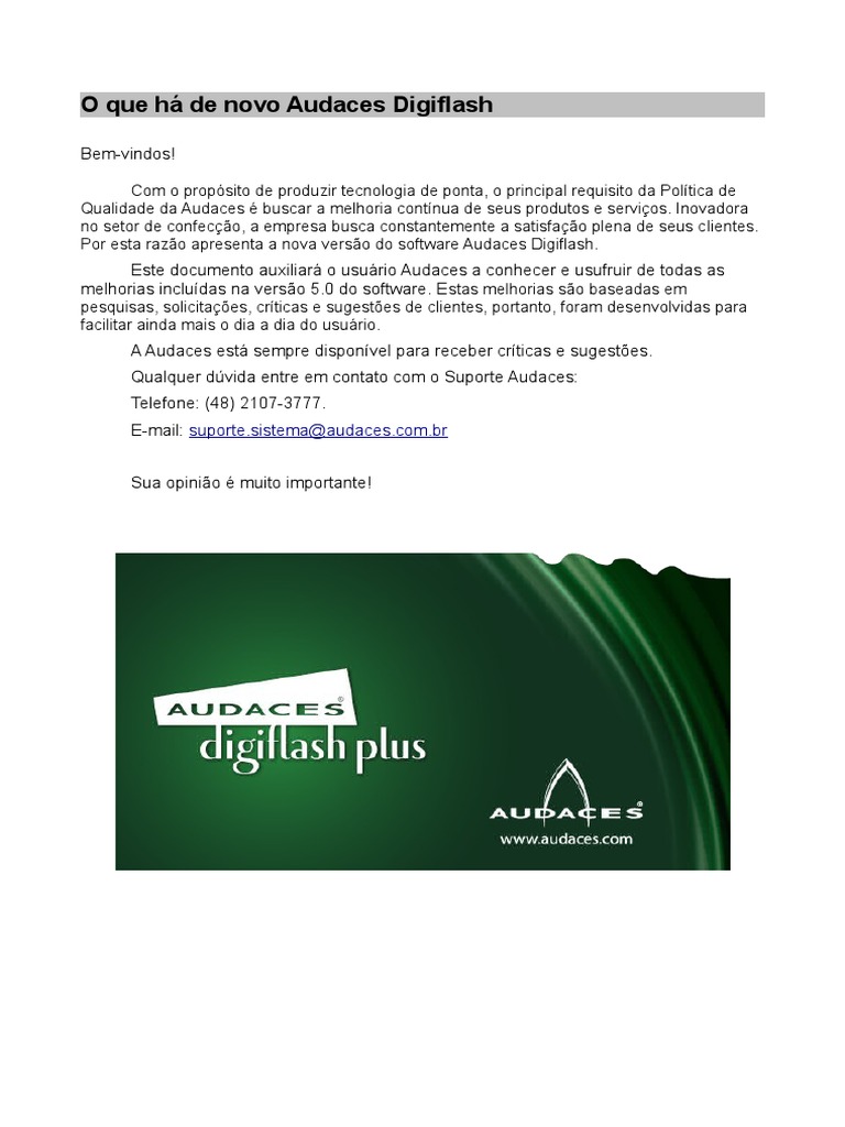 O que há de novo Audaces Digiflash V5 | PDF | Programas | Informática