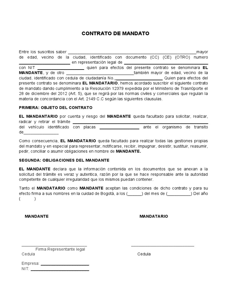 CONTRATO DE MANDATOS NUEVOS Juridico | PDF