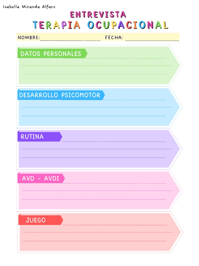 Entrevista Terapia Ocupacional Formato | PDF