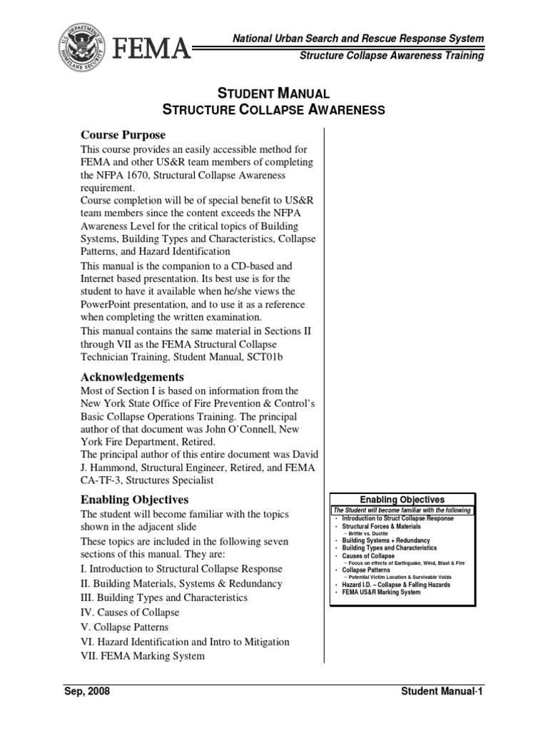 STRUCTURE COLLAPSE AWARENESS | PDF | Incident Command System | Emergency
