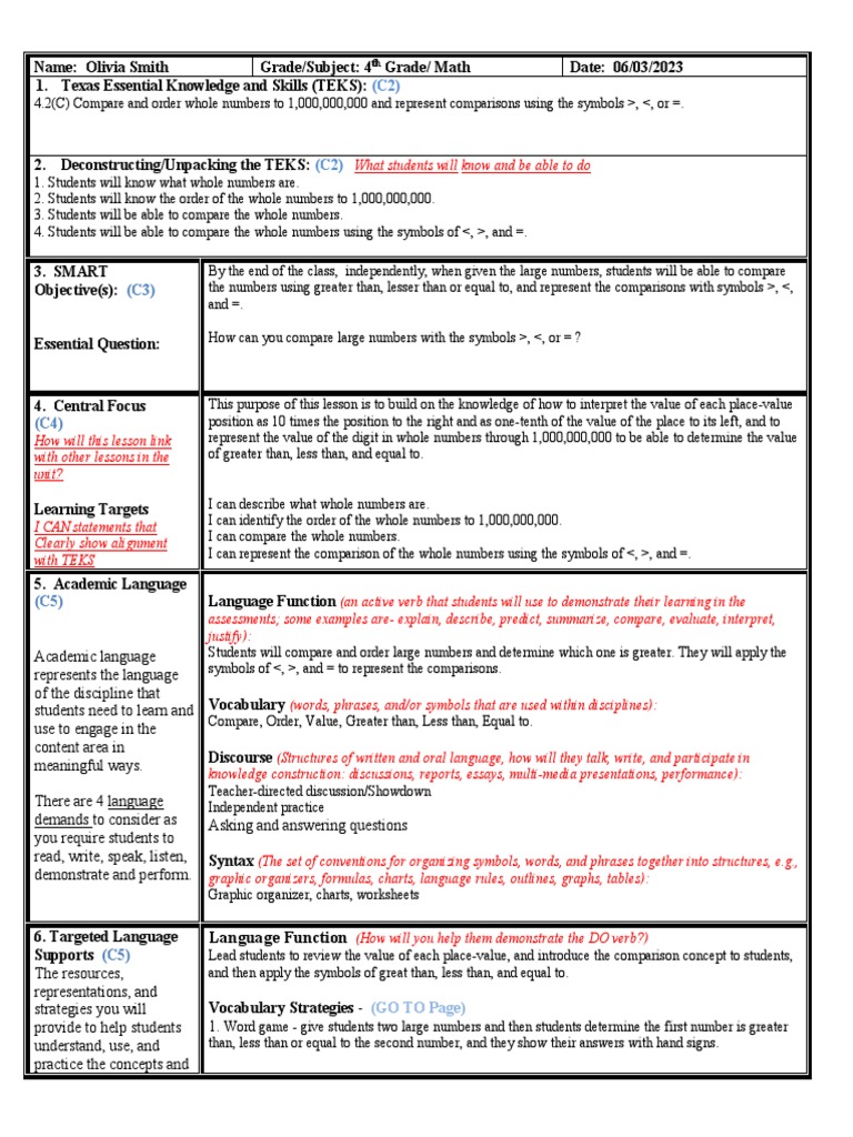 Edtpa Lesson Plan Guide LPG - 1 | PDF | Learning | Discourse