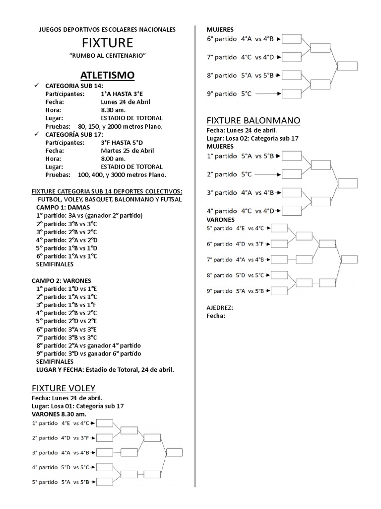 Fixture: Atletismo | PDF