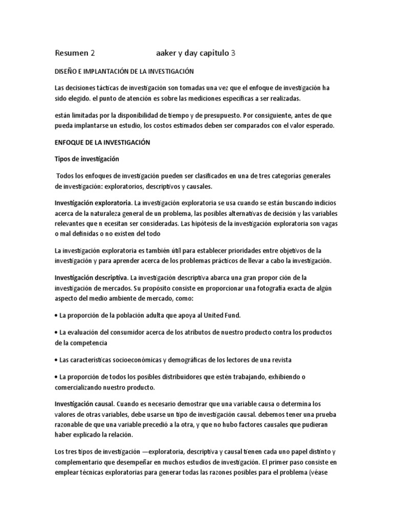 Resumen Completo U2 Aaker y Day Capitulo 3 | PDF | Muestreo (Estadísticas) | Marketing