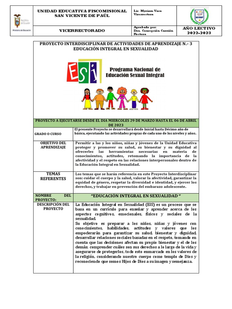 Proyecto Interdisciplinar de Actividades de Aprendizaje N.-3 | PDF | Aprendizaje | Sexualidad