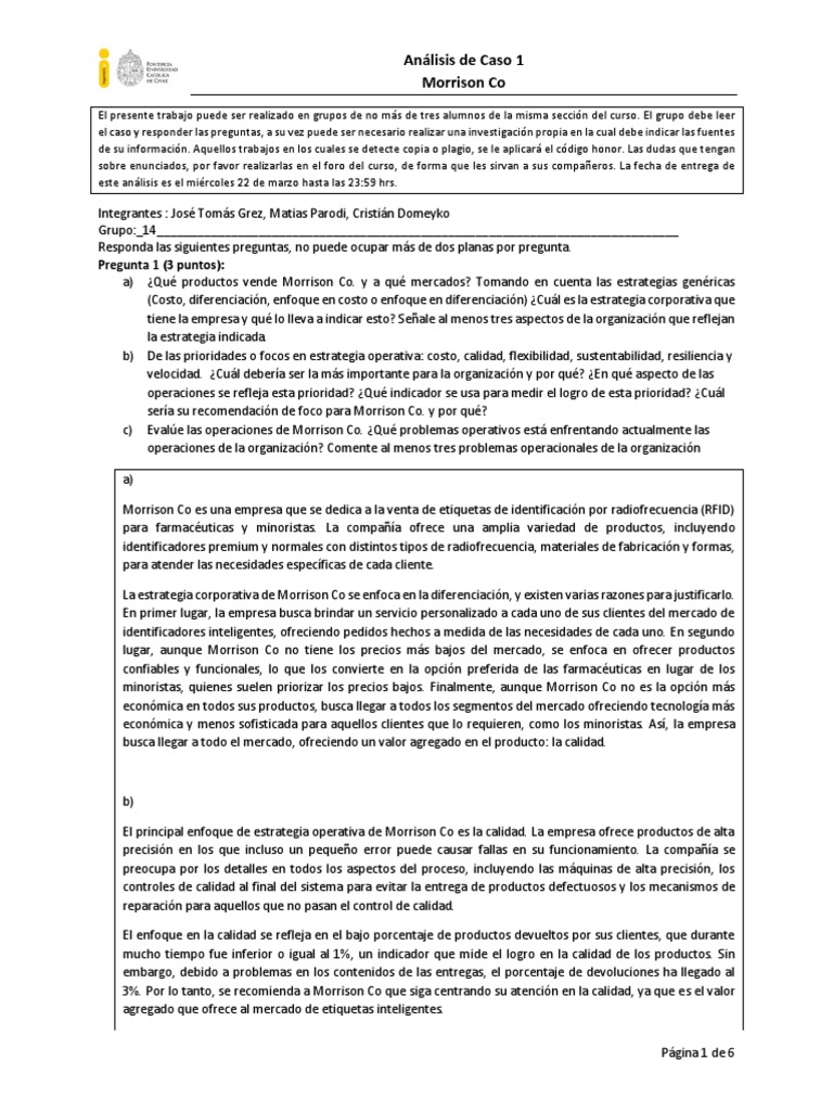 Caso 1 | PDF | Calidad (comercial) | Economias