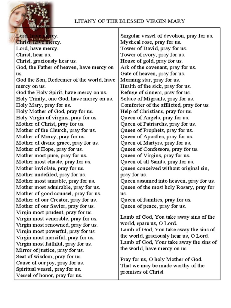 Litany of The Blessed Virgin Mary | PDF | Theology | Religious Belief ...