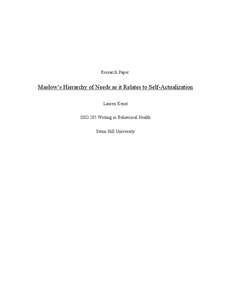 Sso 205 Research Paper Maslows Theory | Download Free PDF ...