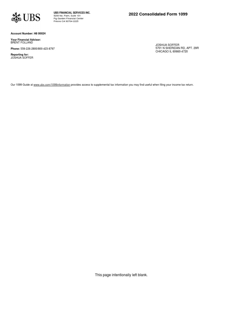 2022 Consolidated Form 1099: Account Number: H8 00024 Your Financial ...