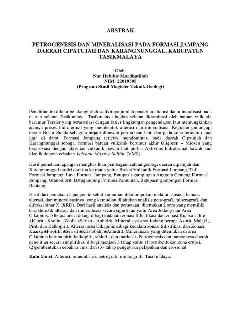 Petrogenesis dan Mineralisasi VMS Tasikmalaya | PDF