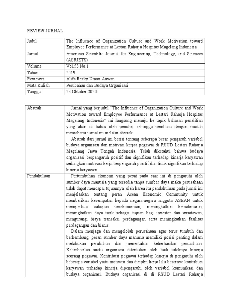Review Jurnal | PDF | Karier & Perkembangan