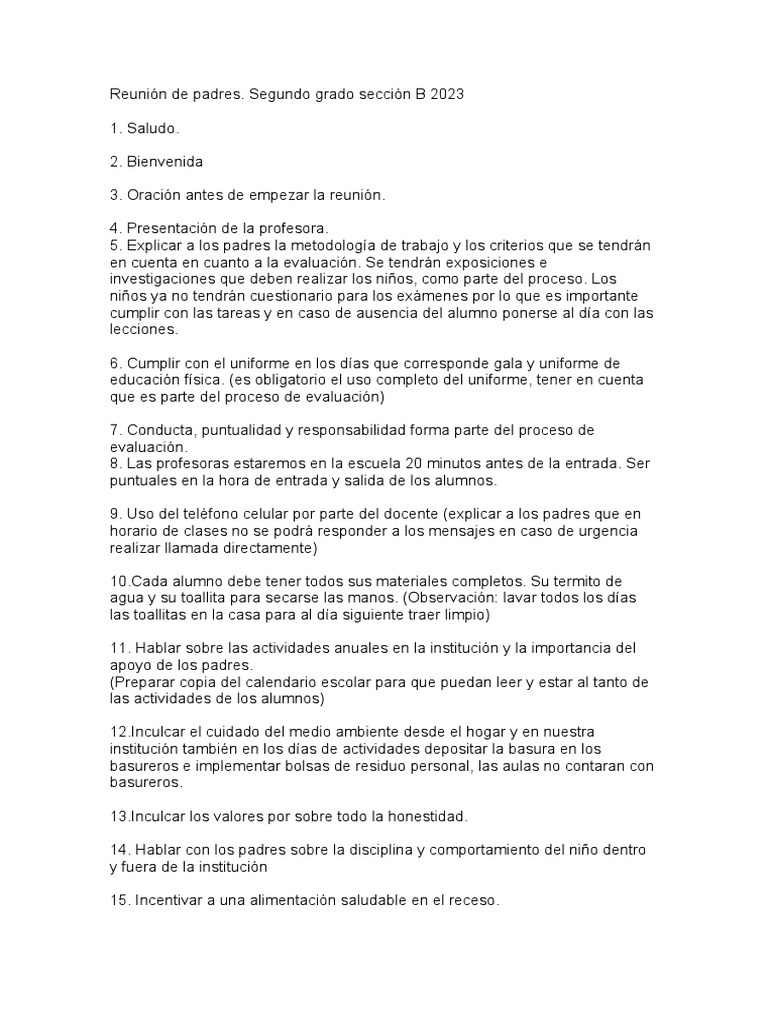 Copia de Reunión de Padres Segundo Grado | PDF