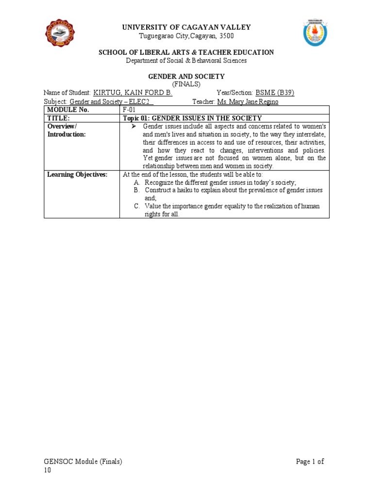 Gensoc-Module-Finals - Kirtug, Kain Ford B. | PDF | Social Inequality ...