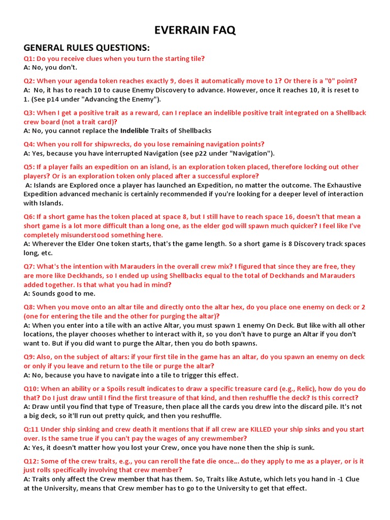 EVERRAIN Unofficial FAQ With Official Answers V1.2 | PDF | Ships