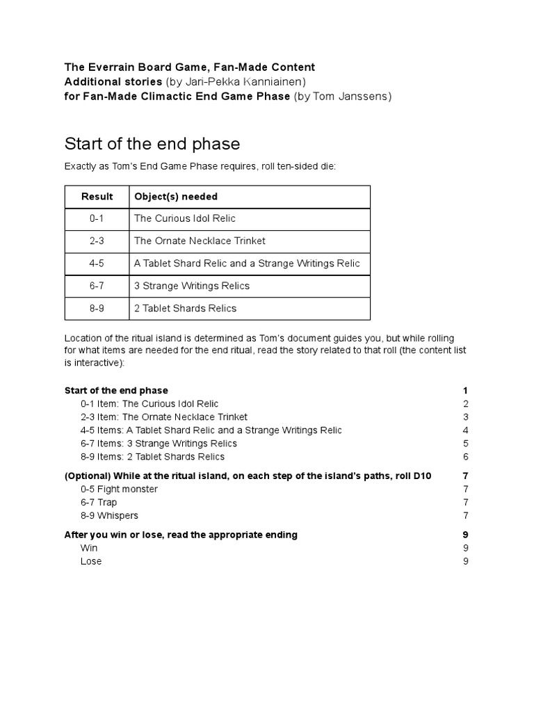 Fan-Made Story Content For Climactic End Game Phase V1 | PDF | Home ...