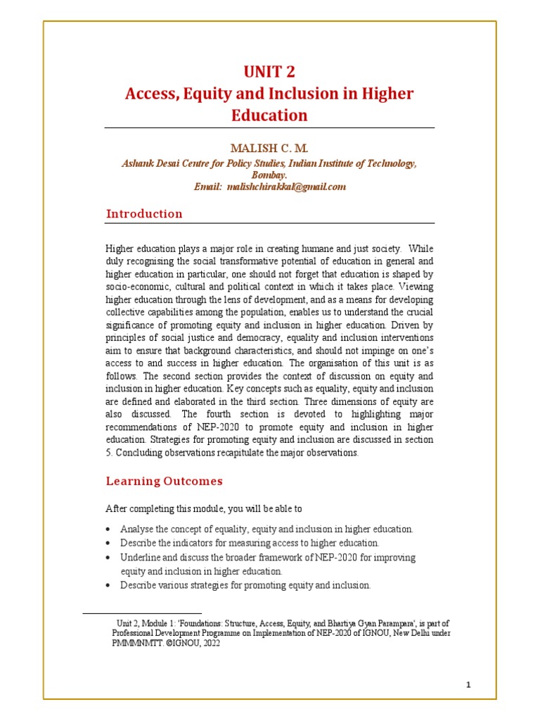Module 1-Unit-2-English | PDF | Social Equality | Social Inequality