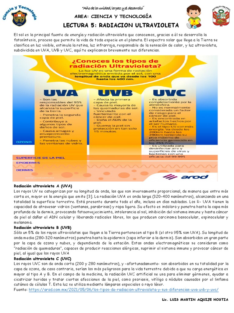 Lectura 5 - Cyt - 3º Grado | PDF | Ultravioleta | Olas