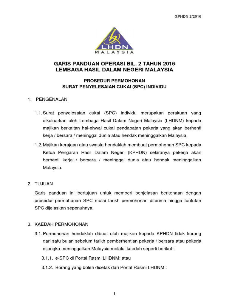 Garis Panduan SPC Individu Bil 2 2016 | PDF