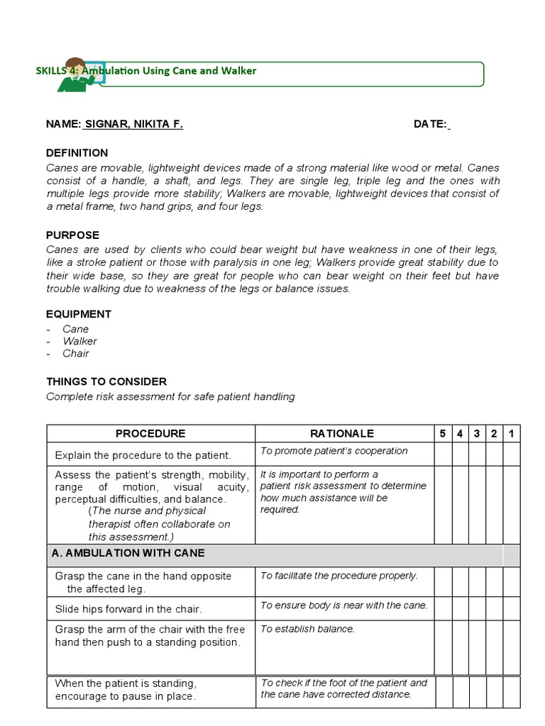 NSG126 - 4 - G - Skills - 4&5 - Checklists - SIGNAR, NIKITA | PDF | Walking | Foot