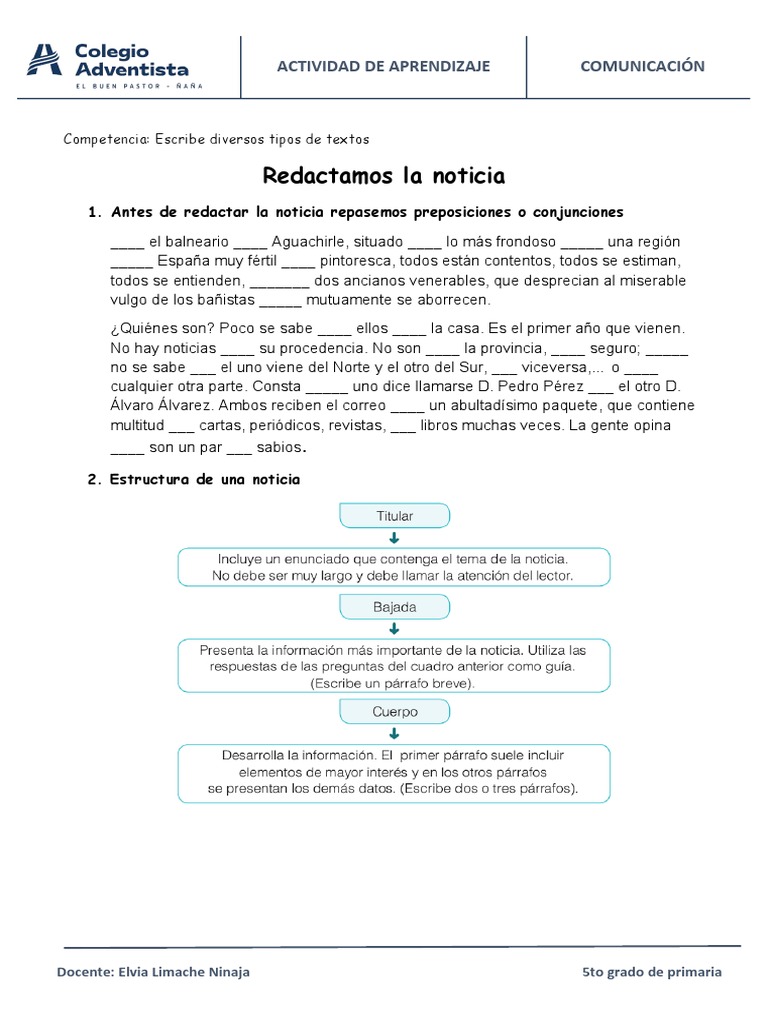 Ficha De Preposiciones Y Conjunciones Pdf