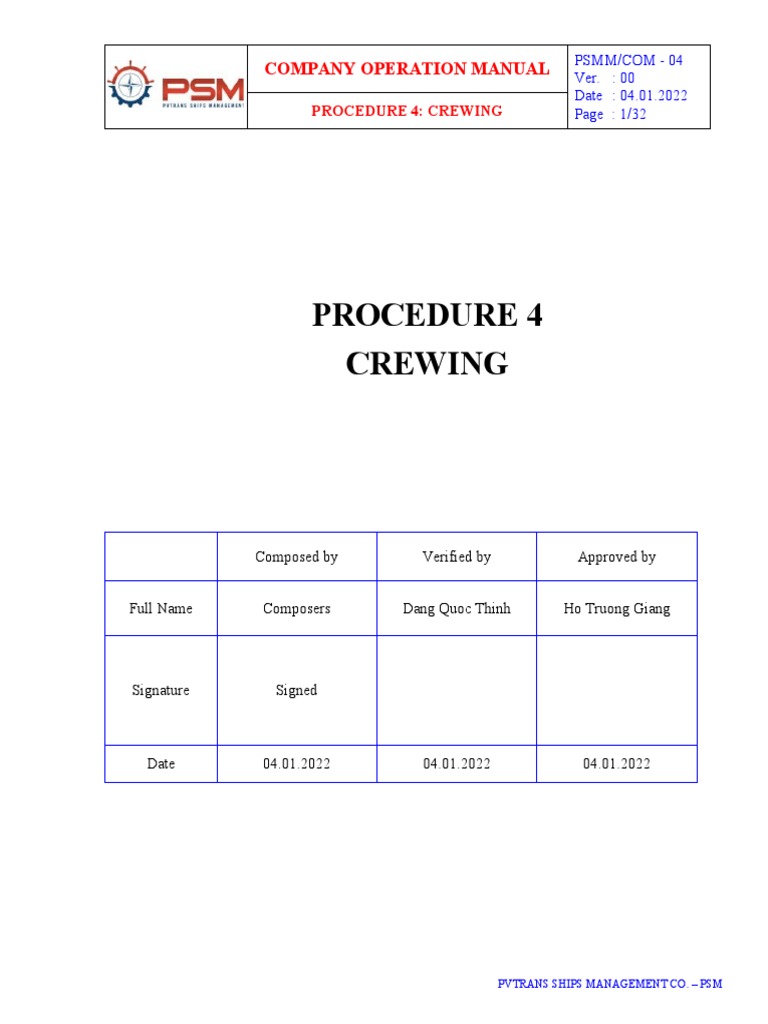 PSM-COM 4 - Crewing | PDF