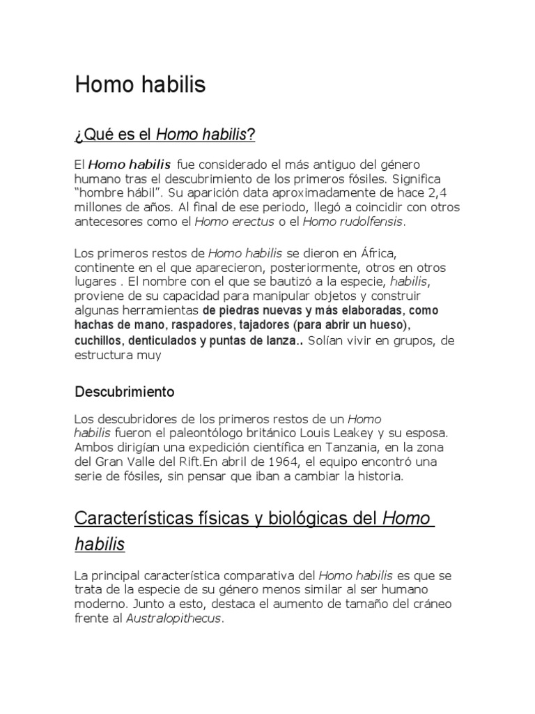 El Homo Habilies Exposición 1 | PDF | Homo | pleistoceno