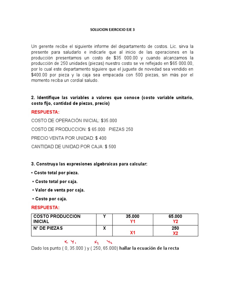 Solucion Ejercicio Eje 3 | PDF | Pendiente | Ecuaciones