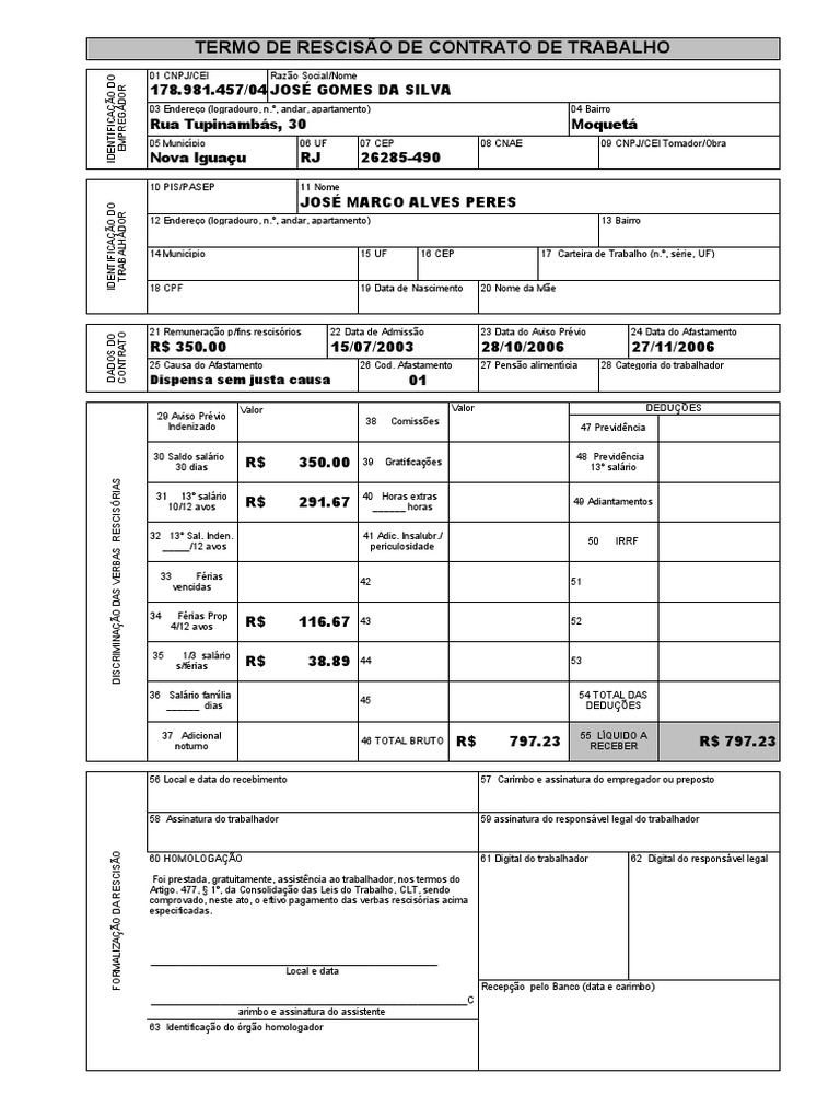 MODELO TRCT EMPREGADO | PDF | Férias trabalhistas | Salário
