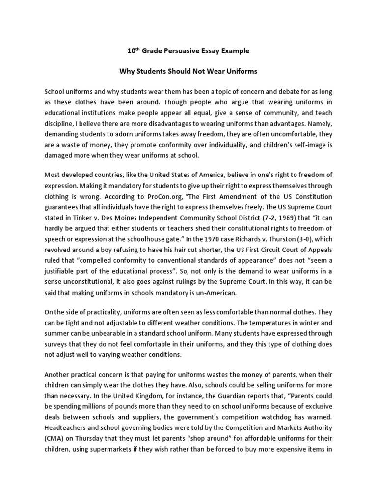 Persuasive Essay Examples Grade 10 PDF | PDF | Justice | Crime & Violence