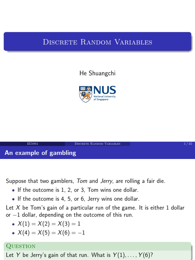 IE 5004 Lecture 2 | PDF | Probability Distribution | Random Variable