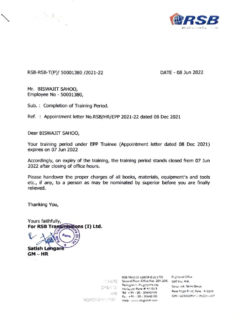 Completion Letter | PDF