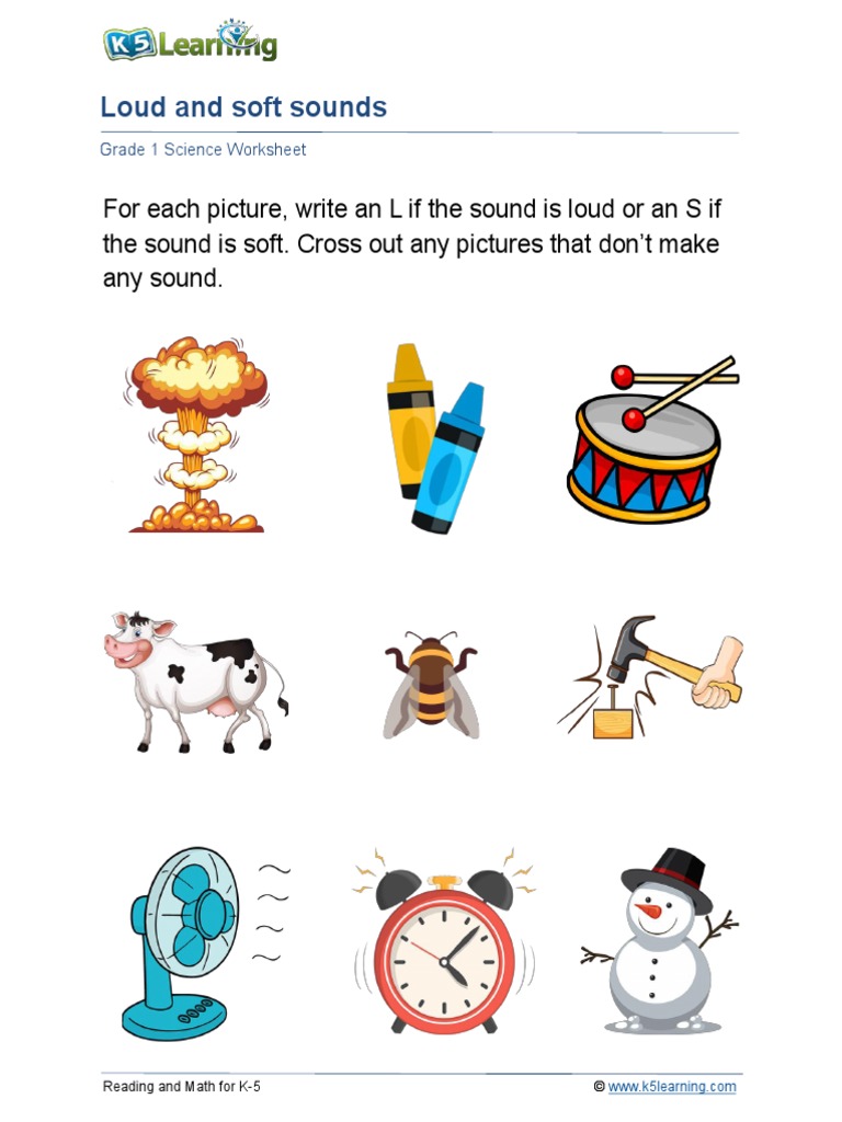 Loud and Soft Sounds Worksheet for Grade 1 | PDF