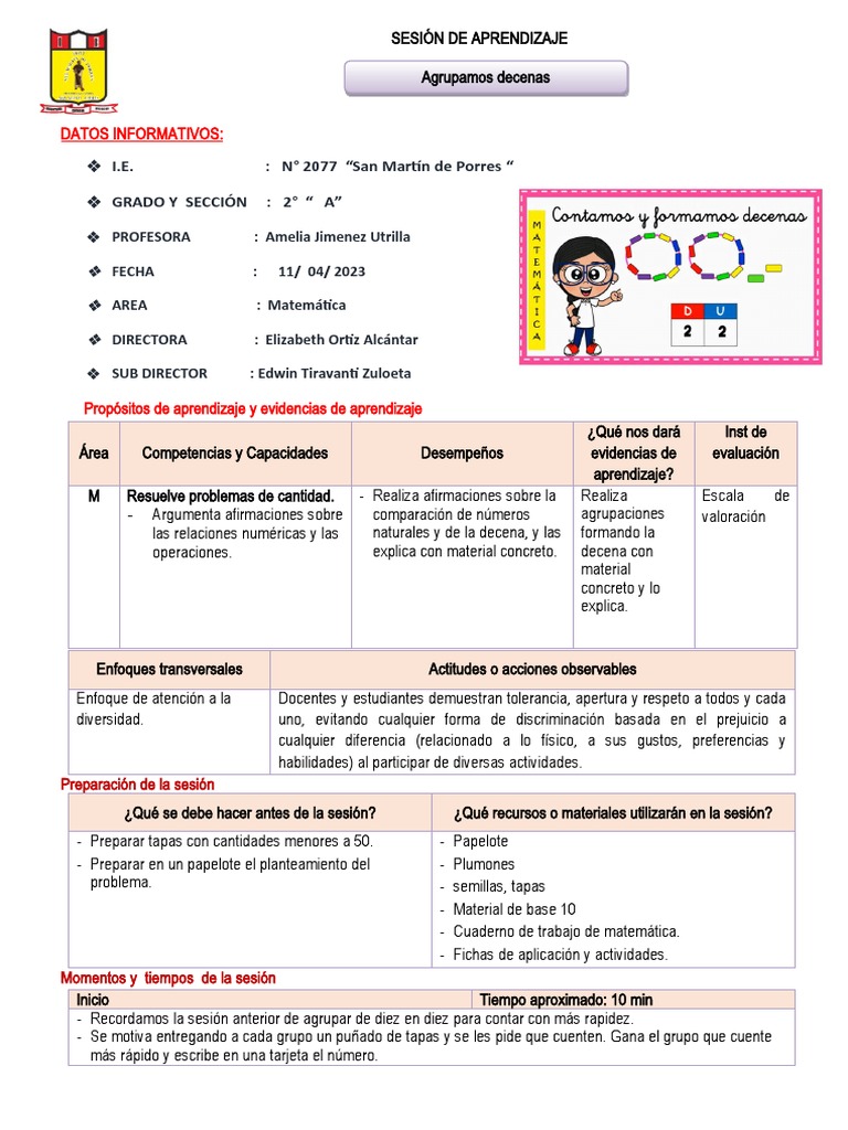 Sesión de Matemática | PDF | Aprendizaje | Cognición Sesión de Matemática | PDF | Aprendizaje | Cognición