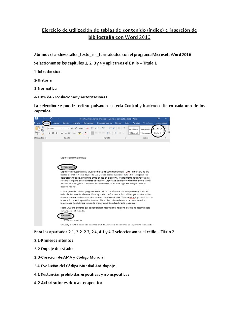 Ejercicio de Utilización de Tablas de Contenido (Índice) e Inserción de ...