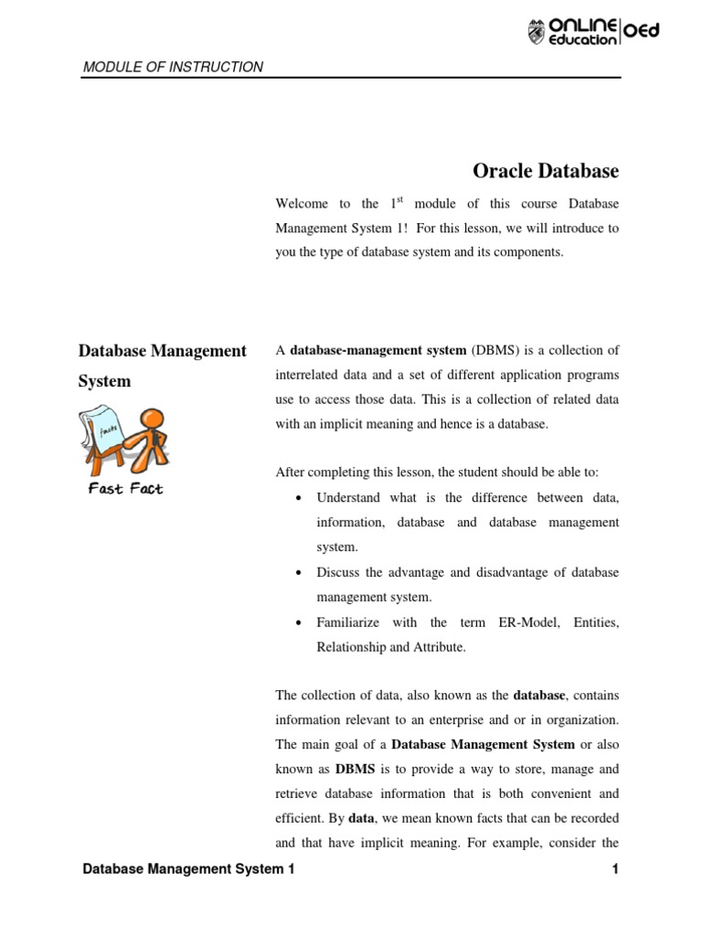 Lesson 1 Introduction To Database Management System Merged Download Free Pdf Databases 