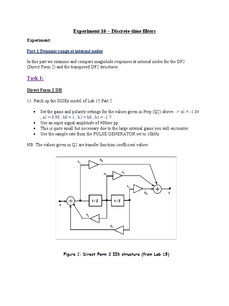 Lab8 X16-Discrete Time Filters (MDFD) | PDF | Bandwidth (Signal Processing) | Applied Mathematics