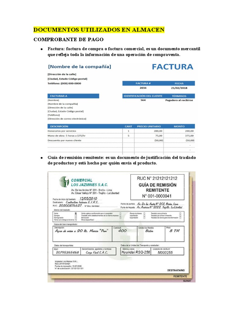 Documentos Utilizados en Almacen | PDF