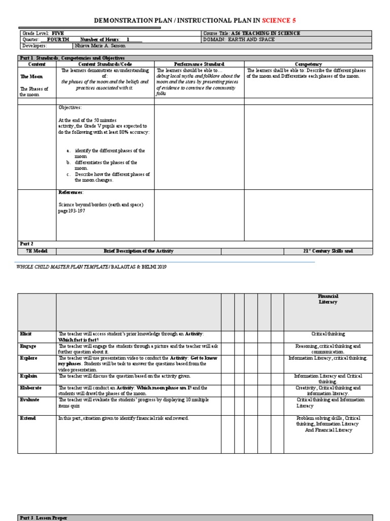 Science 5 PHASES OF THE MOON LP | PDF | Moon | Cognition