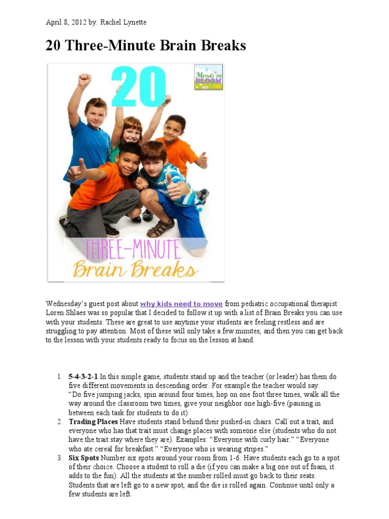 Brain Breaks | PDF | Classroom