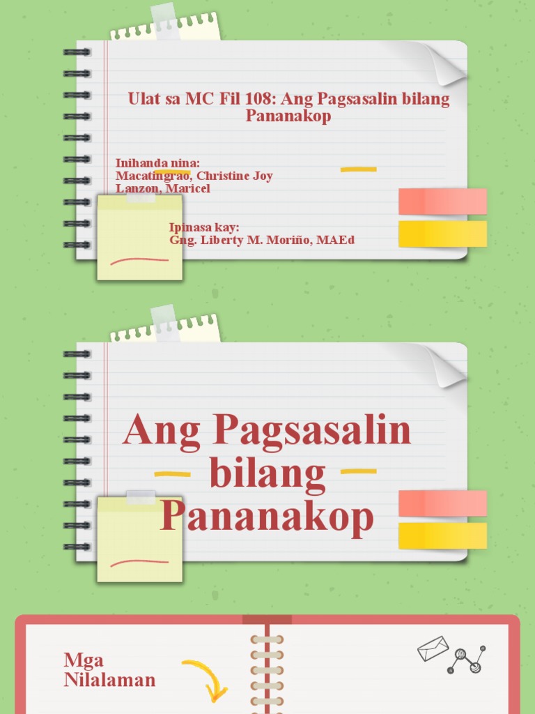 Ulat Sa MC Fil 108: Ang Pagsasalin Bilang Pananakop | PDF