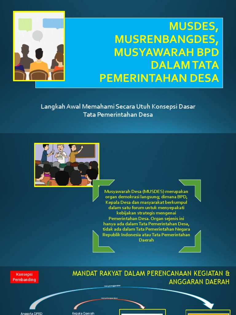 Musdes, Musrenbangdes, Musyawarah BPD Dalam Tata Pemerintahan Desa | PDF