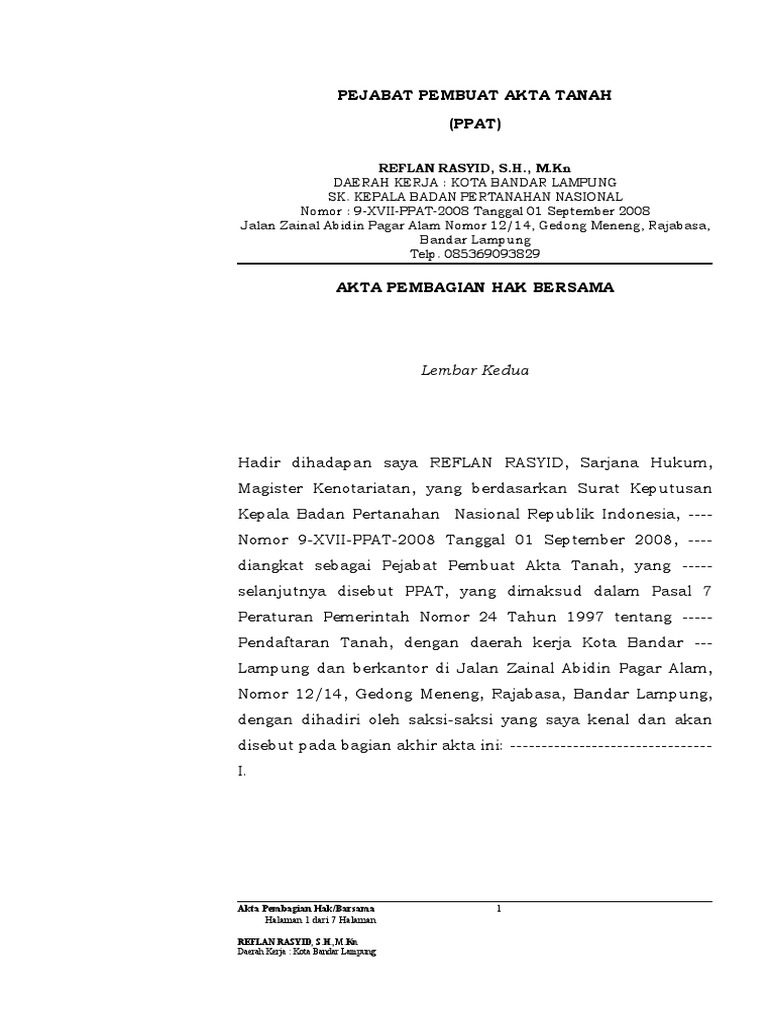 Pejabat Pembuat Akta Tanah (PPAT) : Lembar Kedua | PDF | Hukum