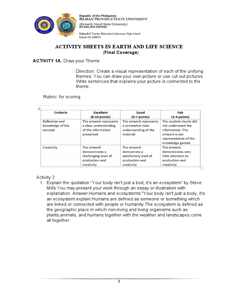 Earth Sci. - Unifying Themes | PDF | Ecosystem | Biology