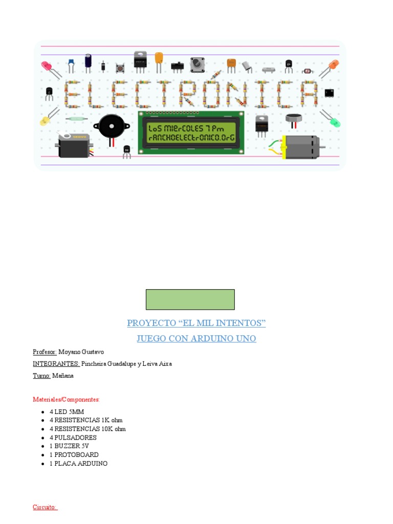 Juego Simón Dice con Arduino | PDF | Hogar, jardinería y bricolaje